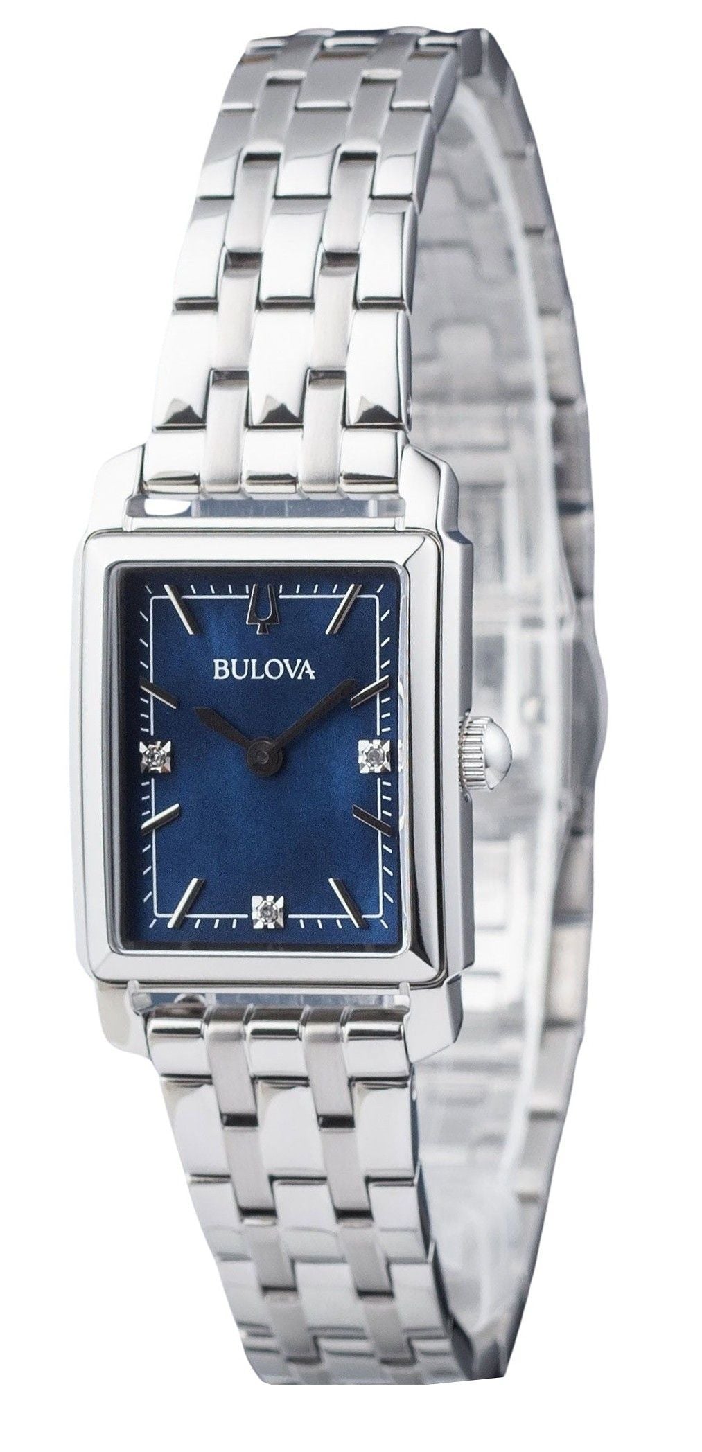 Bulova Classic Sutton Diamond Accent Stainless Steel Blue Dial Quartz ...