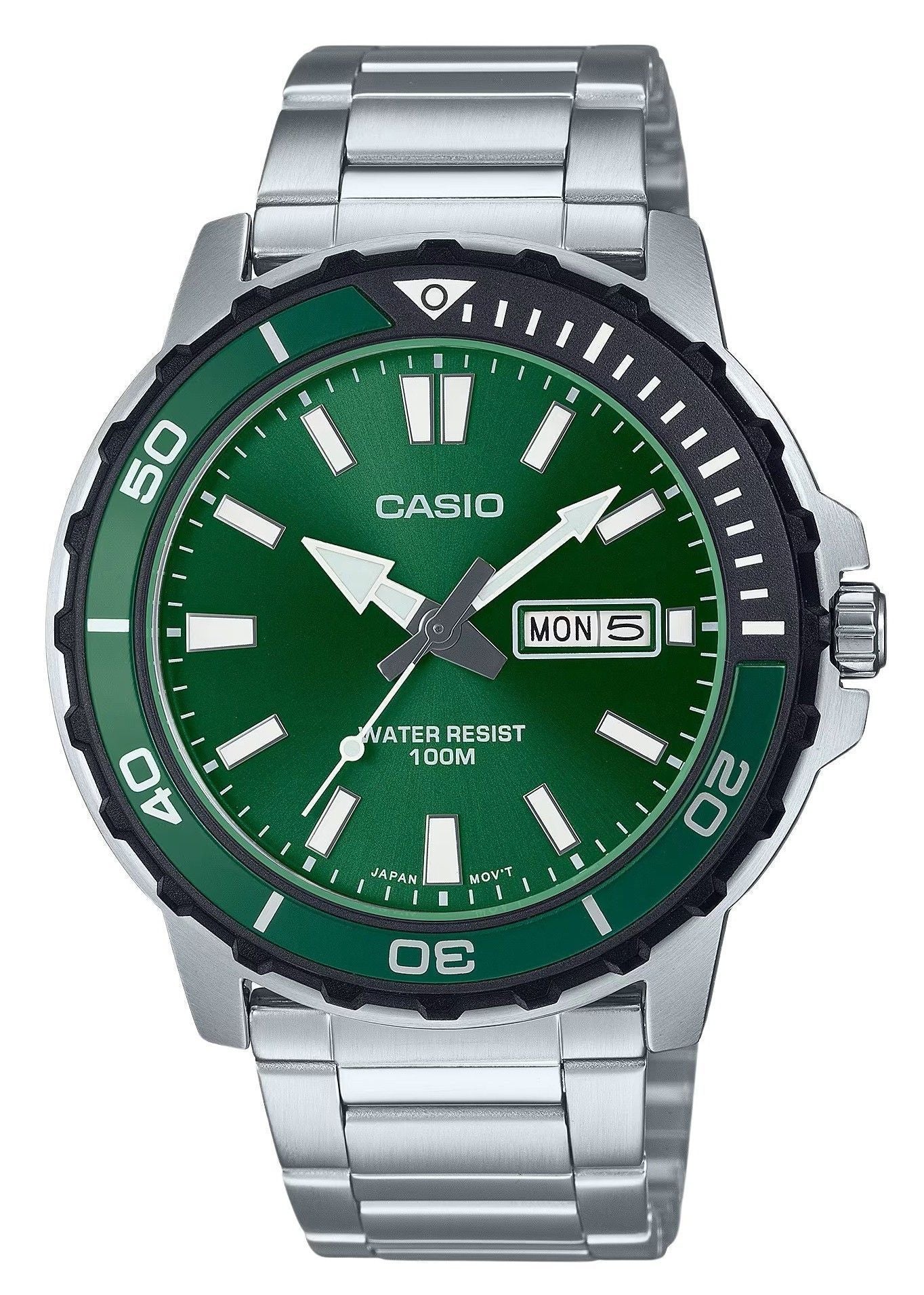 Casio Standard Analog Stainless Steel Green Dial Quartz MTD-125D-3AV 1 ...