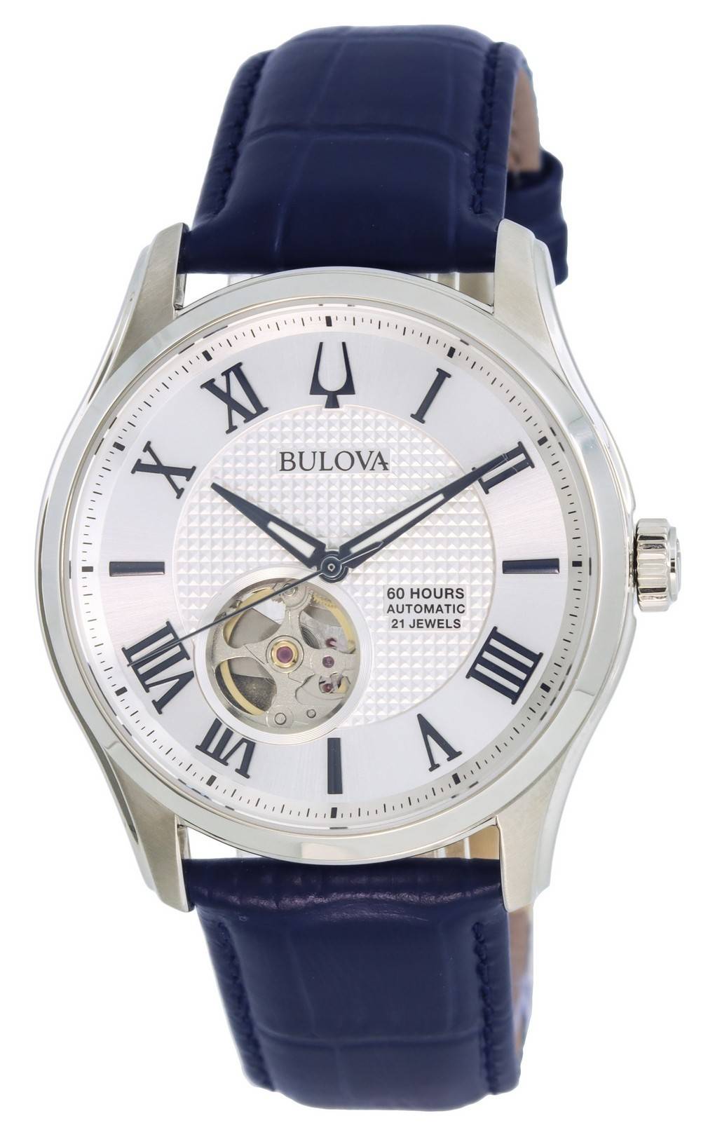 Bulova Wilton Silver Open Heart Dial Automatic 96A206 100M Men's Watch ...
