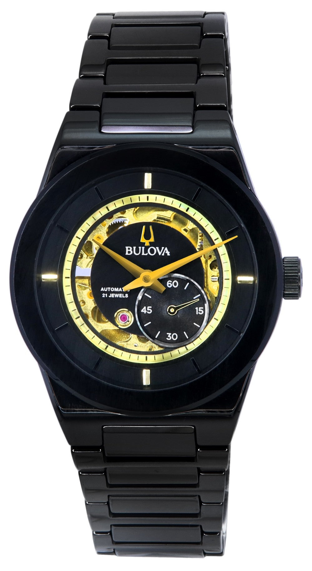 Bulova Modern Millennia Semi Skeleton Black Dial Automatic 98A291 Men ...