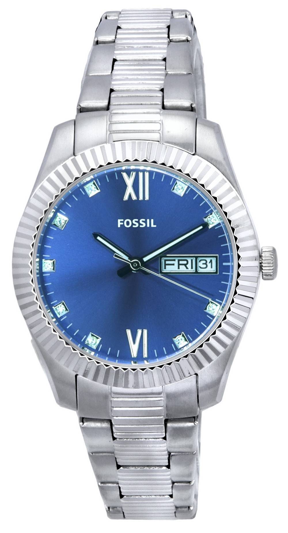 Fossil Scarlette Crystal Accents Blue Dial Quartz ES5197 Women's Watch ...