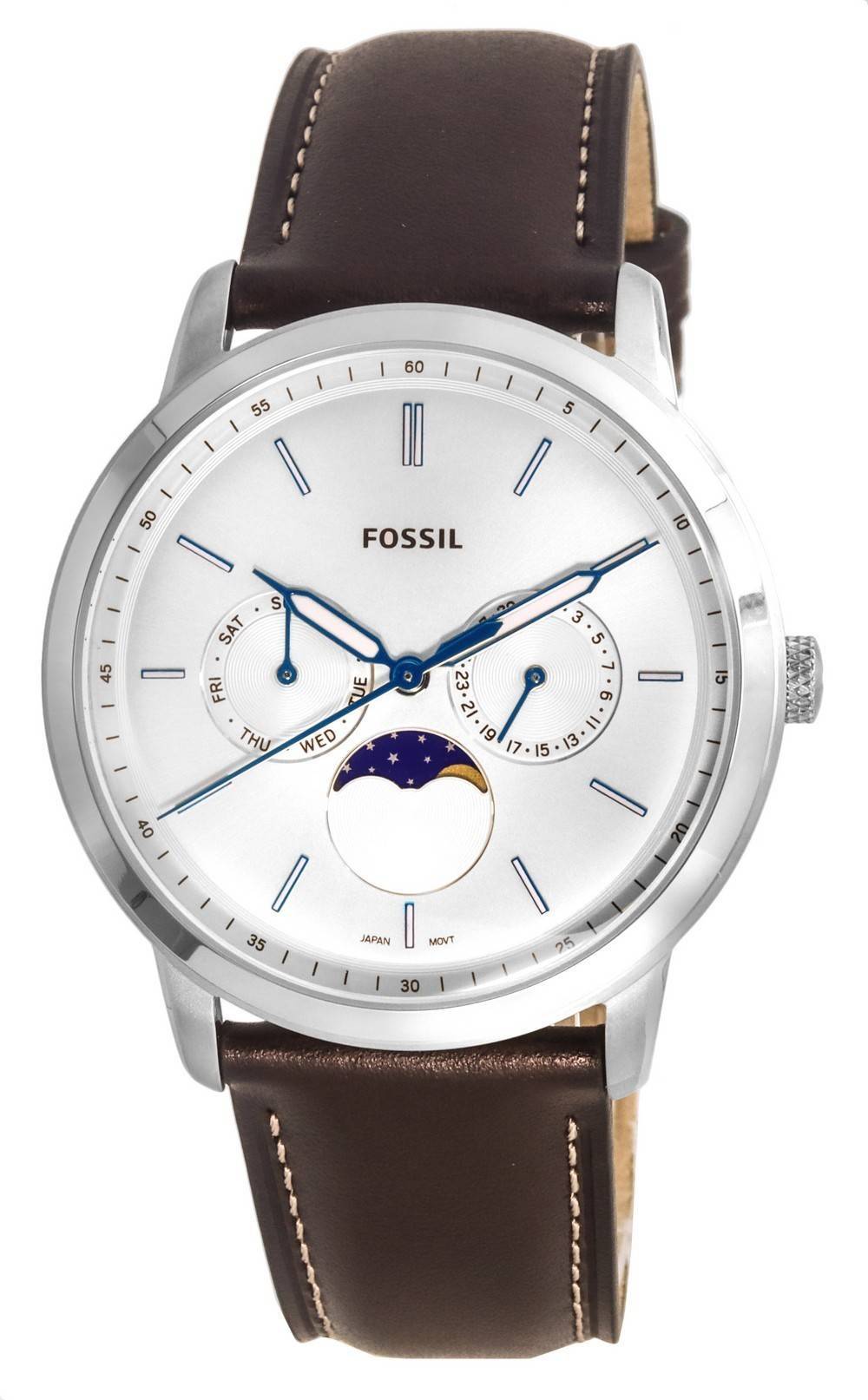 Fossil Neutra Minimalist Moonphase Silver Dial Quartz FS5905 Men's Wat ...
