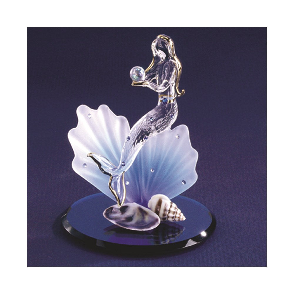 Mermaid and Shell Handcrafted Glass Figurine with 22k Gold Trim – Nubo ...