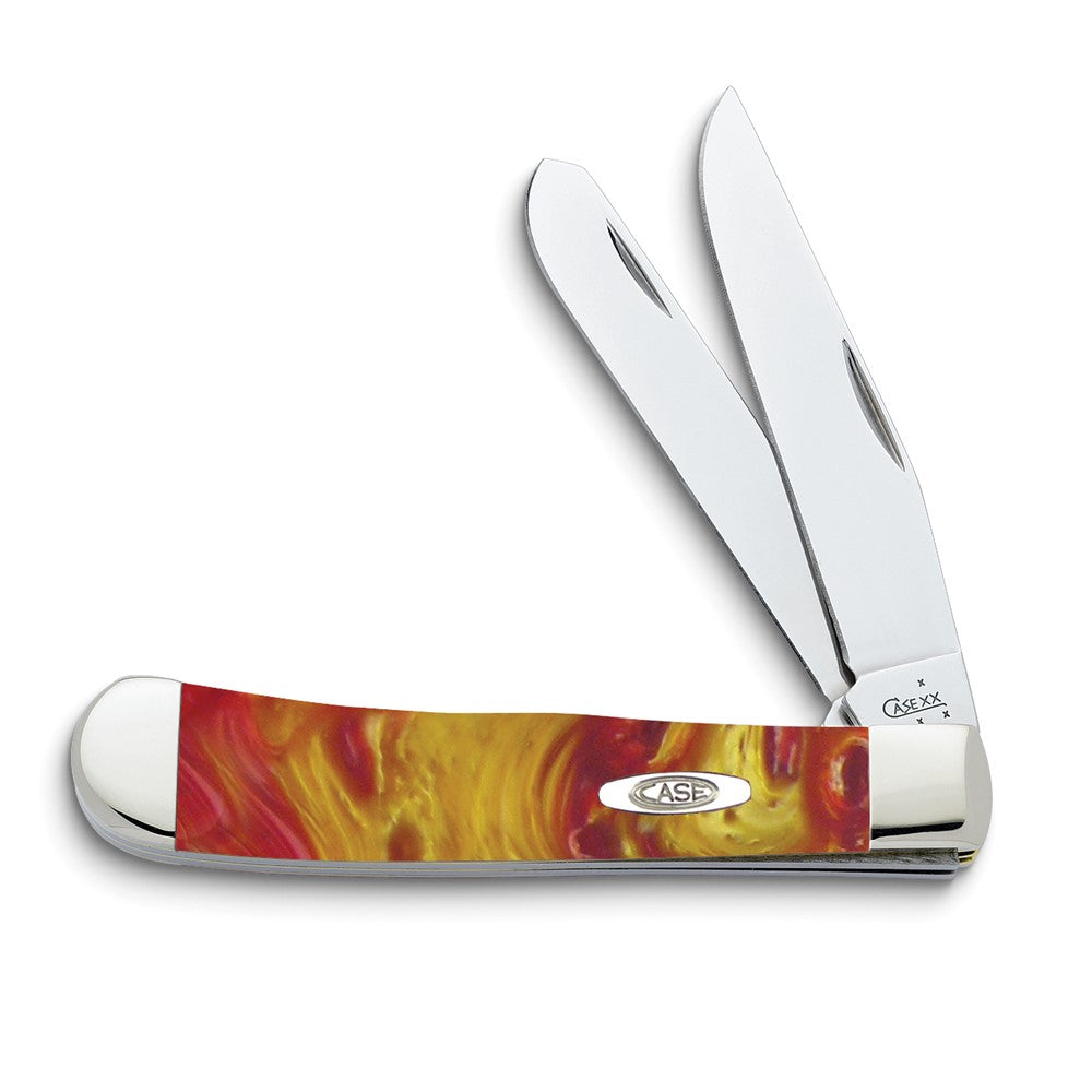 Case Golden Ruby Corelon Handle Trapper Pocket Knife with Tru-Sharp St ...