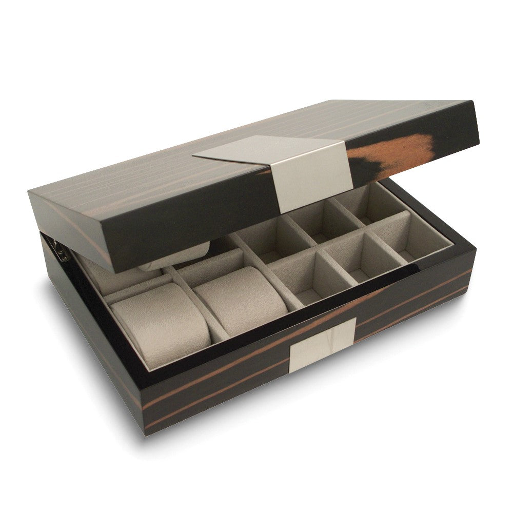 Ebony Burl Wood Watch and Cuff Link Box – Nubo Watches
