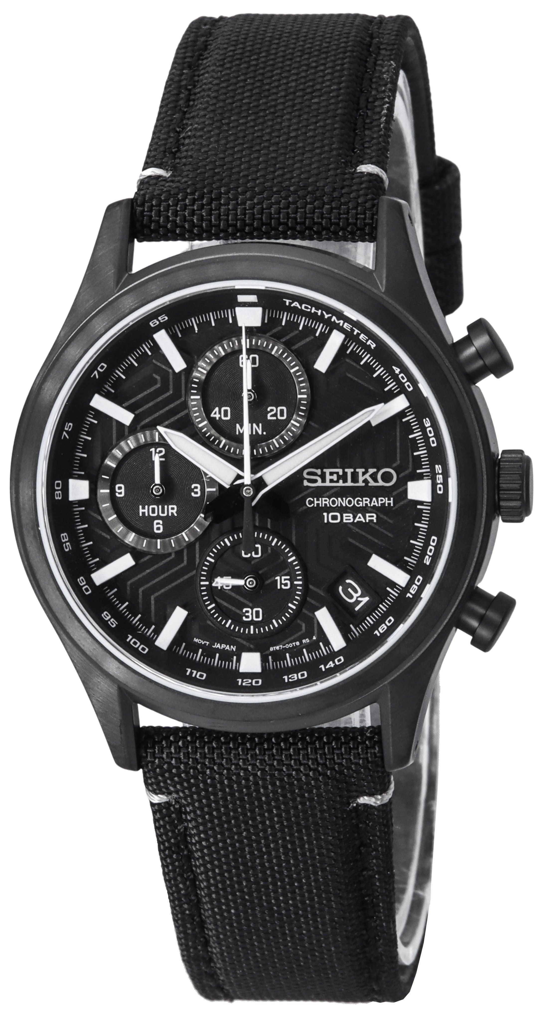 Seiko Conceptual Chronograph Nylon Strap Black Dial Quartz SSB421P1 10 ...