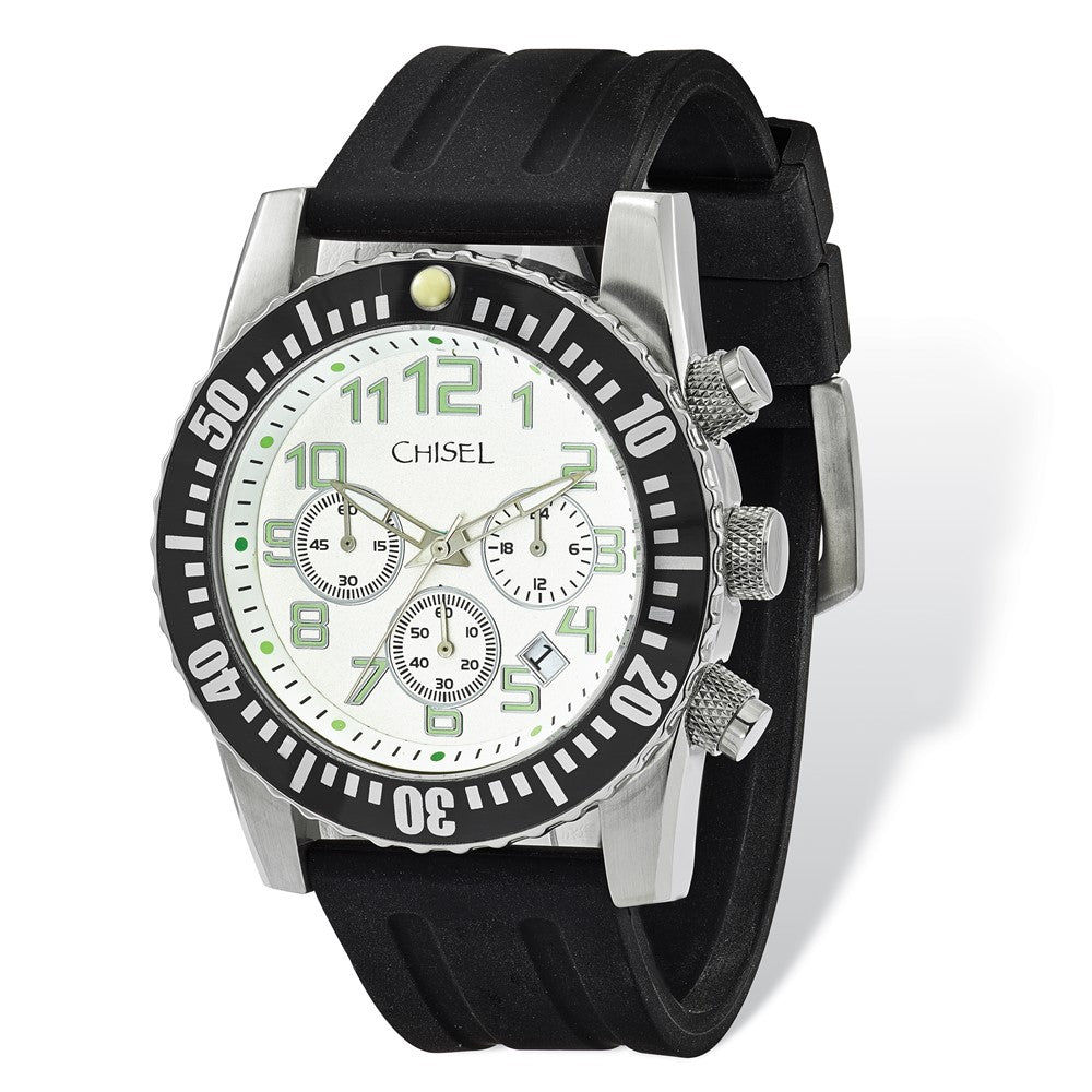 Mens Chisel White Dial Silicone Strap Chronograph Watch – Nubo Watches