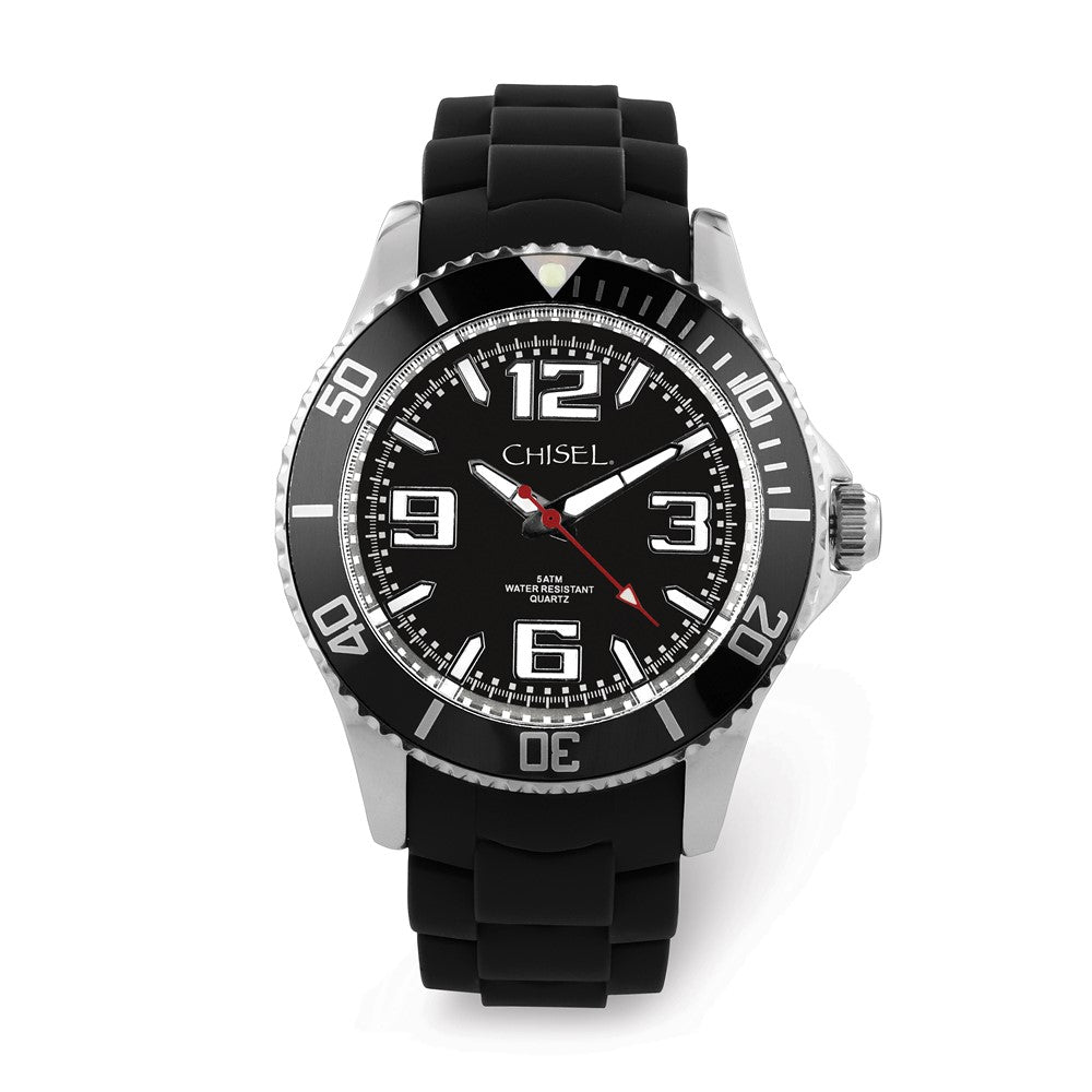 Mens Chisel 44mm Black Silicone Strap Watch – Nubo Watches