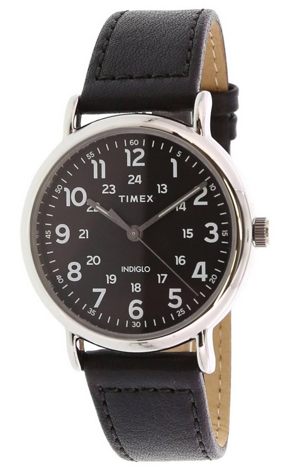 Timex Weekender Black Dial Leather Strap Quartz TW2T30700 Men's Watch ...