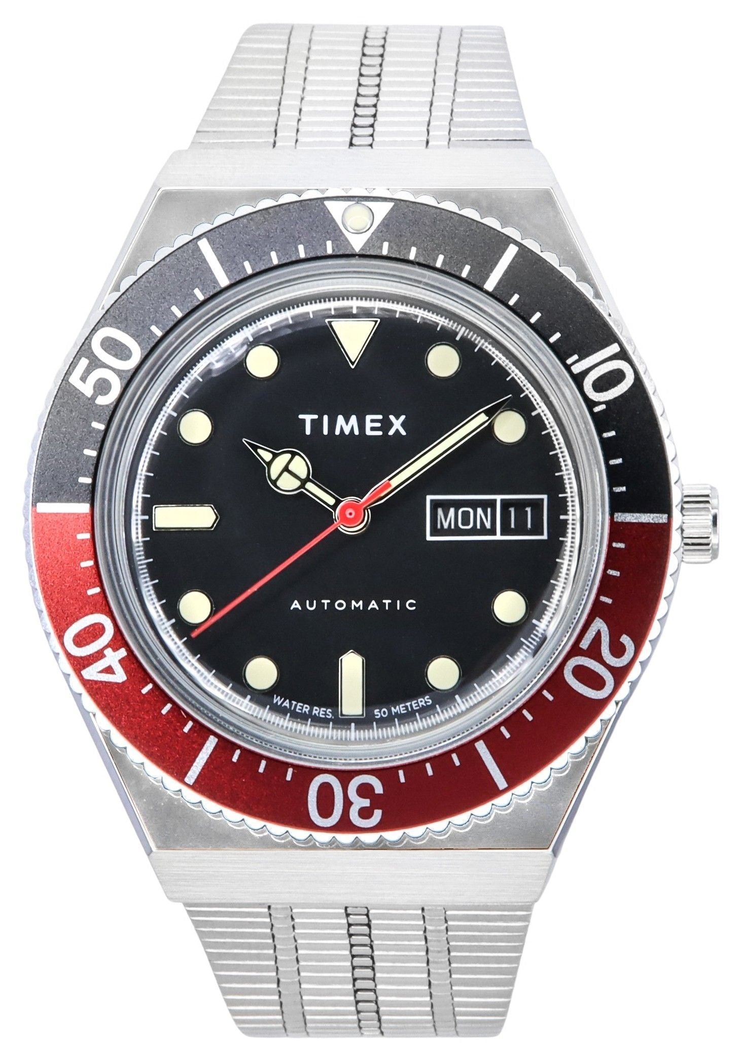 Timex Q-Series M79 Stainless Steel Black Dial Automatic TW2U83400 Men ...