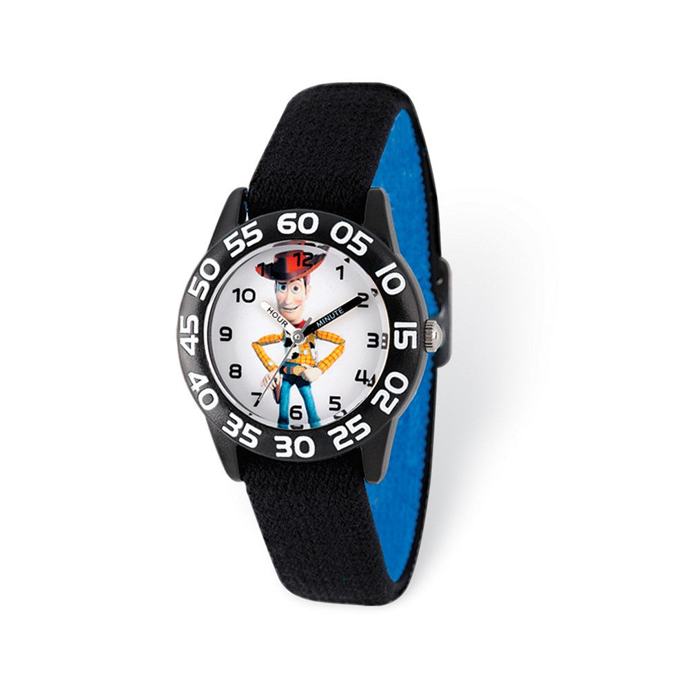 Disney Toy Story Woody Acrylic Black Stretch Band Time Teacher Watch ...