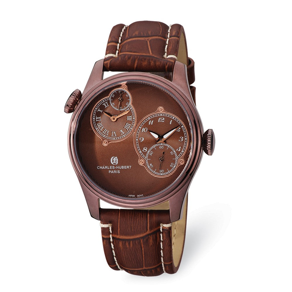 Mens Charles Hubert Stainless Steel Brown Dial Dual Time Watch – Nubo ...