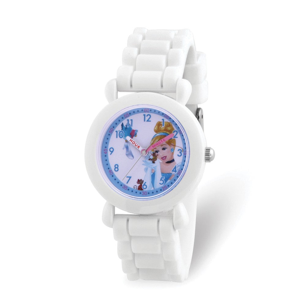 Disney Princess Cinderella Girls' White Silicone Time Teacher Watch ...